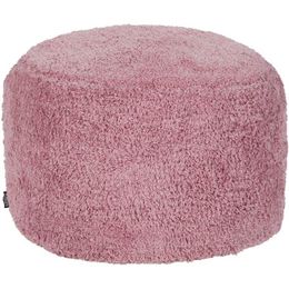 Beliani Pouf Rosa aus Baumwolle 50 x 35 cm Rund mit Griff Flauschig Weich Sitzhocker Bodenkissen für Wohnzimmer Schlafzimmer Kinderzimmer