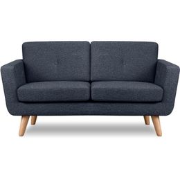 Klassische Sofa mit Armlehnen 'tagio ii', Blau, Stoff, Scandinavian, 153x80x84cm - Konsimo