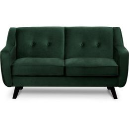 Terso Sofa, 2 Sitzer im zeitlosen Design, Velours-Bezug, dunkelgrün - Konsimo