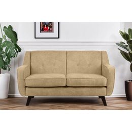 Terso Sofa, 2 Sitzer im zeitlosen Design, in Lederoptik, hellbeige - Konsimo