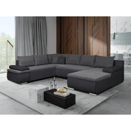 Sofa Couch Ecksofa Eckcouch Wohnlandschaft Schlaffunktion Marcello xxl Schwarz-Grau