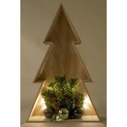 BURI 3D LED-Holz-Weihnachtsbaum 38cm Weihnachtsdeko Fensterbild Wanddeko Beleuchtung - Weiß