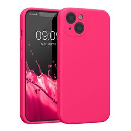 kwmobile Handyhülle Hülle für Apple iPhone 13, Hülle Silikon gummiert - Handyhülle - Handy Case in Neon Pink, rosa, 7,30 cm x 1,20 cm, Neon Pink