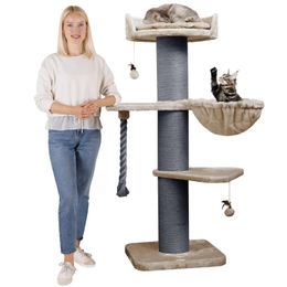 HAPPYPET Premium Kratzbaum Grosse Katzen Stabil 'Cooper' – 150 cm Großer Katzenbaum Cappuccino