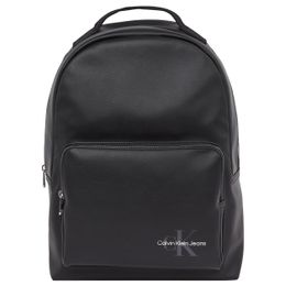 Cityrucksack Calvin Klein Jeans "MONOGRAM SOFT CAMPUS BP ANGLED40" Gr. B/H/T: 28 cm x 40 cm x 14 cm, schwarz (black) Rucksäcke