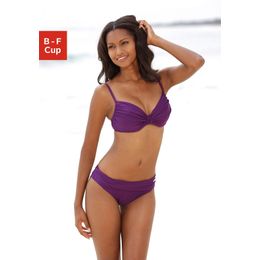 Bügel-Bikini Lascana Gr. 36, Cup E, pink (fuchsia) Damen Bikini-Sets Ocean Blue mit Raffungen am Cup