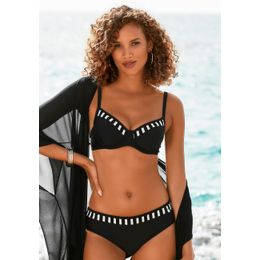 Bügel-Bikini Lascana Gr. 36, Cup C, goldfarben (schwarz, weiß, goldfarben) Damen Bikini-Sets mit goldfarbenen Streifen