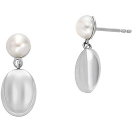 Paar Ohrstecker Skagen "Schmuck Geschenk Edelstahl Ohrringe AGNETHE PEARL PEBBLE, SKJ1835040" Gr. Edelstahl-Perlen, silberfarben (edelstahlfarben, weiß) Damen mit Süßwasserzuchtperle