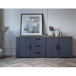 Sideboard FORTE "Bohol" Sideboards Gr. B/H/T: 220,8cm x 87,2cm x 42cm, 3 St., blau (riviera oak/navy oak // navy oak) Breite 220 cm