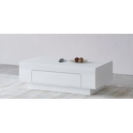 Couchtisch Inosign "Toledo,Breite 110cm eleganter Sofatisch mit Hochglanzelemente" Tische Gr. B/H/T: 110 cm x 38,5 cm x 60 cm, weiß (weiß matt, hg, weiß) Couchtisch Eckige Couchtische eckig Tisch Kaffeetisch mit 1 Schublade, Wohnzimmertisch