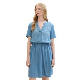 Jeanskleid Tom Tailor Gr. 46, N-Gr, blau (clean mid stone blue denim) Damen Kleider Freizeitkleider mit TENCEL(TM) Lyocell