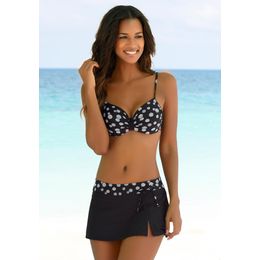 Bade-Rock Lascana Gr. 46, N-Gr, schwarz-weiß (schwarz, weiß) Damen Badehosen Ocean Blue mit integrierter Bikinihose und bedrucktem Bündchen