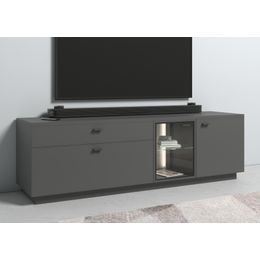 Lowboard COTTA "Norma" Sideboards Gr. B/H/T: 190 cm x 59 cm x 50 cm, 1, grau (onyx grey, rovere gessato) inkl. LED-Beleuchtung