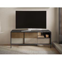 Lowboard Inosign "Everest Breite 156 cm, TV-Board mit 2 Türen u. 1 Schubkasten" Sideboards Gr. B/H/T: 156 cm x 64 cm x 40 cm, 1, grau (lava, lehmfarben, absetzung mercure (druck)) Lowboards Fernsehtisch, TV-Schrank, SoftSelf Closing, Korpus 22 mm