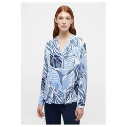 Longbluse Eterna "LOOSE FIT" Gr. 46, blau (indigo), Damen, 100% Viskose, Blusen