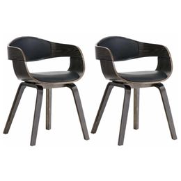 CLP 2er-Set Esszimmerst&uuml;hle Kingston, ergonomisch mit gepolsterter R&uuml;ckenlehne, Kunstleder & Holz, bis 150 kg belastbar