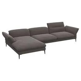 Ecksofa FLEXLUX "Salino, Funktionssofa mit Recamiere, Relaxsofa, Ecksofa" Sofas Gr. B/H/T: 340cm x 88cm x 182cm, Struktur, Chaiselongue links, braun (taupe brown) Sofa mit Arm- und Kopfteil-Verstellungen, Kaltschaum & Stahl-Wellen