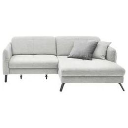 Ecksofa SET ONE BY Musterring "SO 4400 V" Sofas Gr. B/H/T: 259cm x 84cm x 167cm, Struktur weich AMSTERDAM, Recamiere rechts, mit Armteilverstellung-mit Kopfteilverstellung-mit Sitting-Bett motorisch-Kaltschaum, silberfarben (silber) wahlweise mit motorischer Bettfunktion & Kopfverstellung, Fuß schwarz