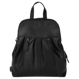 CLUTY Cityrucksack echt Leder schwarz B/H/T: 24 cm x 25 cm x 9 cm B/H/T: 24 cm x 25 cm x 9 cm Höhe 25 cm x Breite 24 cm x Tiefe 9 cm