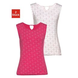 Lascana Shirttop 2er-Pack, mit kleinem Cut-Out im Nacken pink, weiß 32/34 32/34 Lascana Top im 2er-Pack