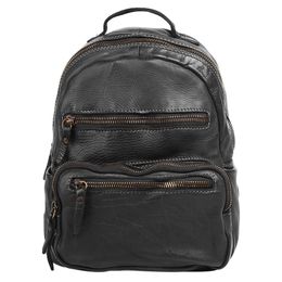CLUTY Cityrucksack echt Leder, Made in Italy schwarz B/H/T: 27 cm x 24 cm x 6 cm B/H/T: 27 cm x 24 cm x 6 cm Höhe 27 cm x Breite 24 cm x Tiefe 6 cm