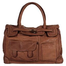 Samantha Look Shopper echt Leder, Made in Italy cognac