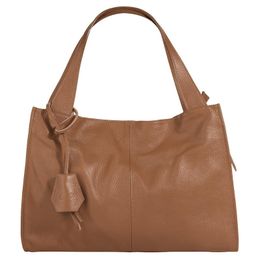 CLUTY Shopper echt Leder, Made in Italy cognac