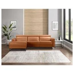 Ecksofa Places of Style "Lund, L-Form, 261cm" Sofas Gr. B/H/T: 261cm x 97cm x 179cm, Kunstleder, Recamiere links, manuelle Relaxfunktion auf Seite gegenüber der Recamiere, braun (cognac) mit man. o. elektr. Relaxfunktion und USB Kopfteilverstellg