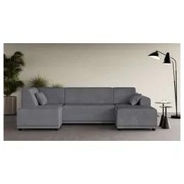 Wohnlandschaft Home Affaire "TAMMO" Sofas Gr. B/H/T: 296 cm x 80 cm x 162 cm, Cord, Recamiere rechts, grau U-Form