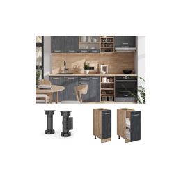 VICCO Apothekerunterschrank R-Line Schwarz Beton Eiche 30 cm mit Arbeitsplatte Anthrazit