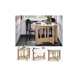 VICCO Esstisch Rondo Eiche Wei&szlig; 100 x 73 cm ausklappbar