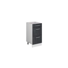 VICCO Schubladenunterschrank R-Line Schwarz Beton Wei&szlig; 40 cm ohne Arbeitsplatte