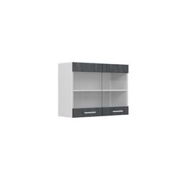 VICCO H&auml;ngeglasschrank R-Line Schwarz Beton Wei&szlig; 80 cm