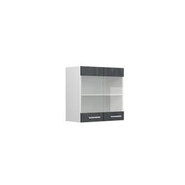 VICCO H&auml;ngeglasschrank R-Line Schwarz Beton Wei&szlig; 60 cm
