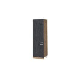 VICCO K&uuml;hlumbauschrank R-Line Schwarz Beton Eiche 60 cm