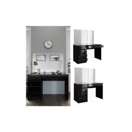 VICCO Schminktisch Sherry Schwarz Hochglanz Gold 120 x 75 cm 5 Schubladen Spiegel