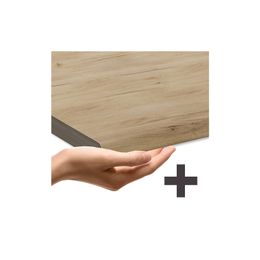 VICCO Schubunterschrank R-Line Schwarz Beton Wei&szlig; 40 cm mit Arbeitsplatte Eiche