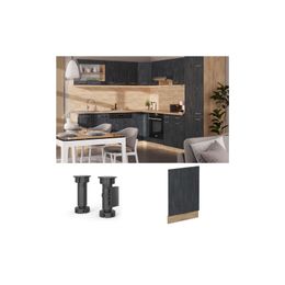 VICCO Geschirrsp&uuml;lerblende R-Line Schwarz Beton Eiche 45 cm mit Arbeitsplatte Anthrazit