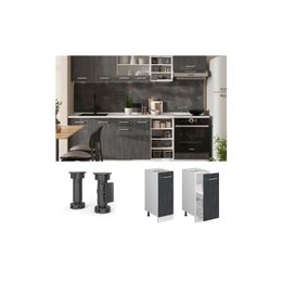VICCO Apothekerunterschrank R-Line Schwarz Beton Wei&szlig; 30 cm mit Arbeitsplatte Eiche