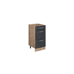 VICCO Schubladenunterschrank R-Line Schwarz Beton Eiche 40 cm ohne Arbeitsplatte