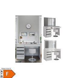 VICCO Schminktisch Sherry Wei&szlig; Hochglanz Gold 120 x 75 cm 5 Schubladen LED-Spiegel Hocker