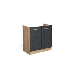 VICCO Sp&uuml;lenunterschrank R-Line Schwarz Beton Eiche 80 cm ohne Arbeitsplatte