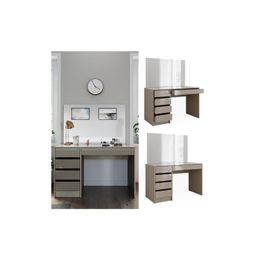 VICCO Schminktisch Sherry Greige Hochglanz 120 x 75 cm 5 Schubladen Spiegel