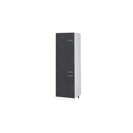VICCO K&uuml;hlumbauschrank R-Line Schwarz Beton Wei&szlig; 60 cm