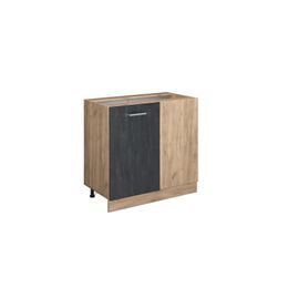 VICCO Eckunterschrank R-Line Schwarz Beton Eiche 86 cm ohne Arbeitsplatte