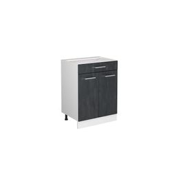 VICCO Schubunterschrank R-Line Schwarz Beton Wei&szlig; 60 cm ohne Arbeitsplatte