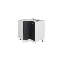 VICCO Eckunterschrank R-Line Schwarz Beton Wei&szlig; 87 cm ohne Arbeitsplatte