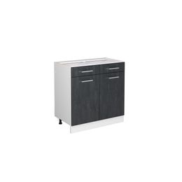 VICCO Schubunterschrank R-Line Schwarz Beton Wei&szlig; 80 cm ohne Arbeitsplatte
