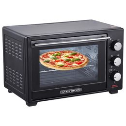 Steinborg Minibackofen Pizzaofen 25L mit Umluft 1600W schwarz