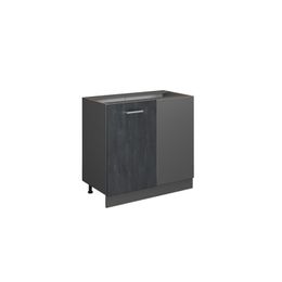 VICCO Eckunterschrank R-Line Schwarz Beton Anthrazit 86 cm ohne Arbeitsplatte